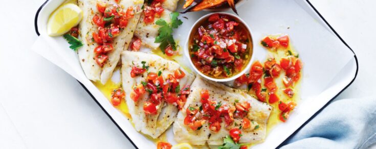Fish with tomato salsa - La Española Olive Oil
